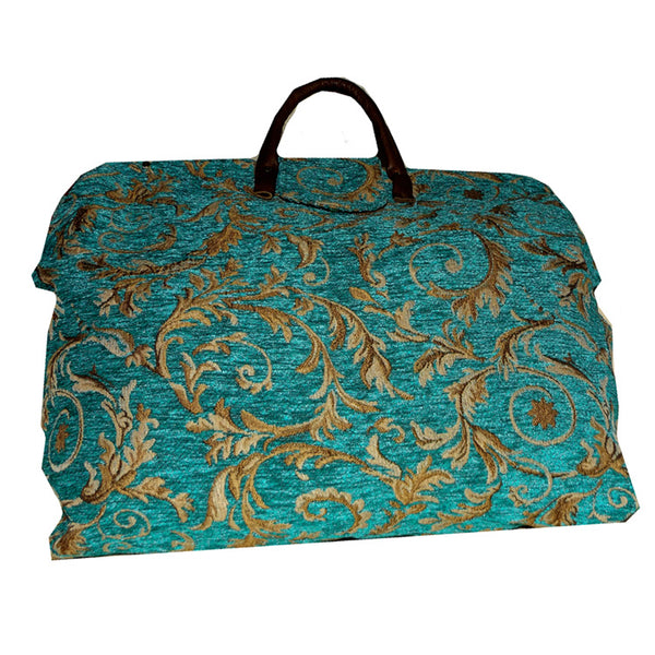 TURQUOISE SWIRL CHENILLE TAPESTRY CARPET BAG – FlyingNeedleGallery